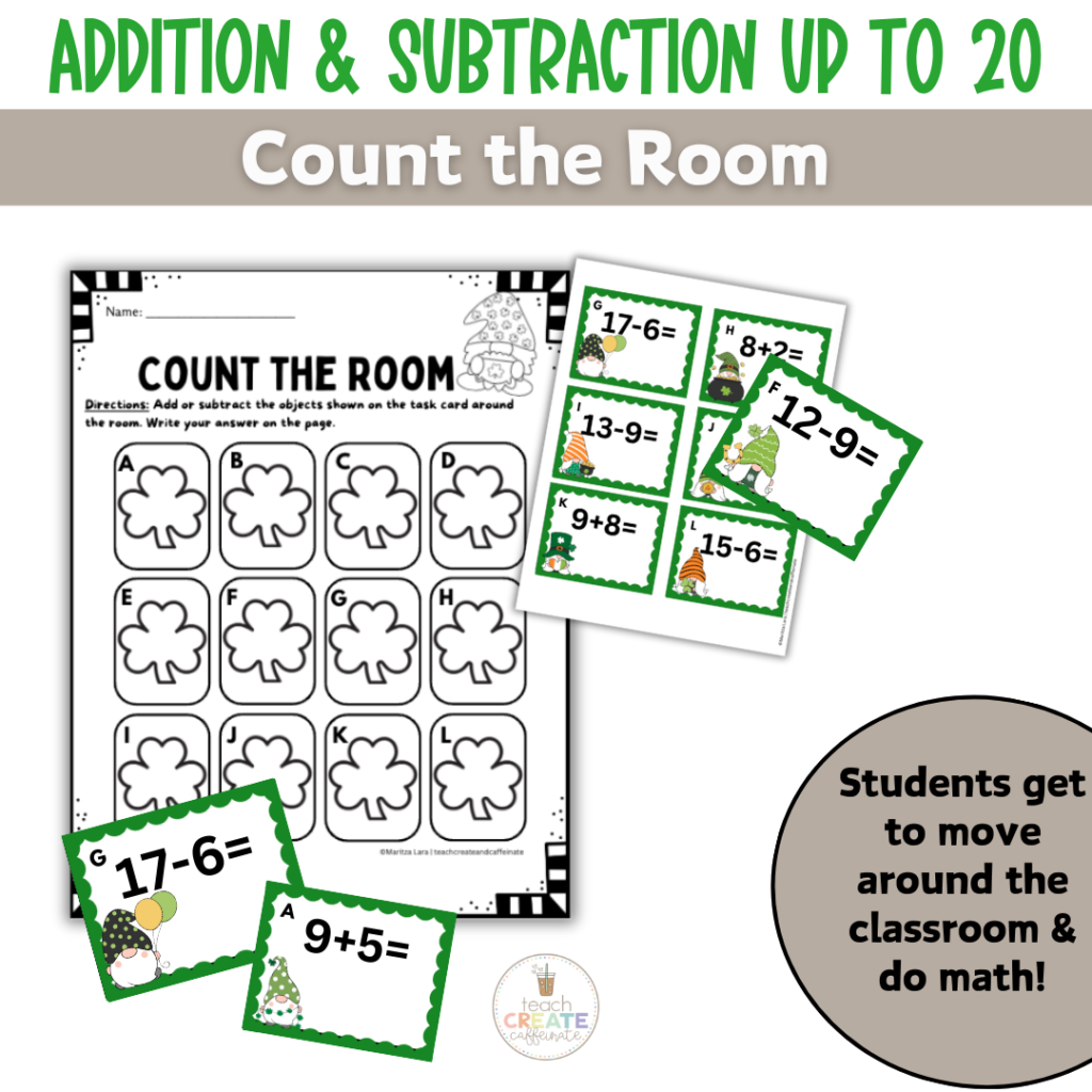 Addition & Subtraction Up to 20 Math Activities | St. Patrick's Day ...